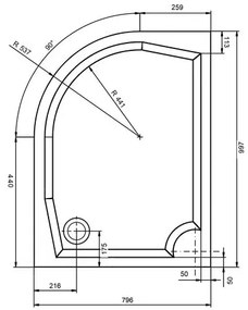 Gelco G5 Riva Sprchová vanička, 1000x800 mm, pravá, bílá GR10080R