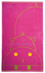 SCANquilt plážová osuška VELUR hippo-2 růžová 70 x 125 cm