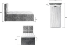 Čalouněná jednolůžková postel RIVIA 90x200 Paros 05 světle šedá