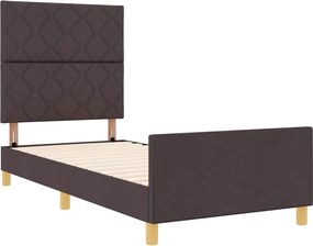 Rám postele s čelo Tmavě hnědá 90 x 190 cm textil 3344770