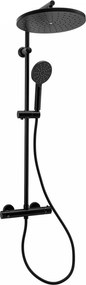 Erga Dubaj, sprchový set s termostatickou baterií a hlavovou sprchou 30 cm, černá matná, ERG-YKA-BP.DUBAJ-THERM-30-BLK