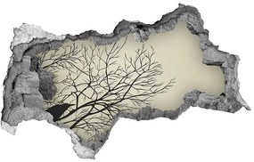 Wallmuralia Díra 3D fototapeta na stěnu Vrány na stromě 95x73 cm