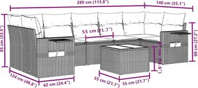 8dílná zahradní sedací souprava s poduškami černá polyratan 3252272