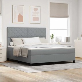 Postel s boxspringem s čelo Světle šedá 180 x 200 cm textil 3339483