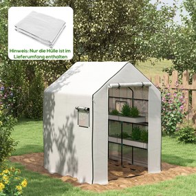 Náhradní skleníková fólie Outsunny s UV ochranou, boční okno, rolovací dveře, náhradní kryt, PE fólie pro rajčatový skleník, bílá, 140 x 143 x 190 cm