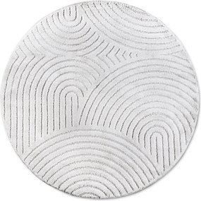 ELLE Decoration, Kusový koberec New York 106203 White kruh, 200x200 (průměr) kruh, bílá, chodba / předsíň