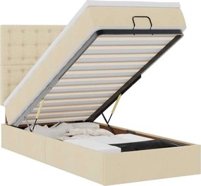 Osmanská postel s matrací &amp; LEDs krémová 90x200 cm látka 3314146