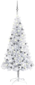 Umělý vánoční stromek s LED a sadou koulí stříbrný 150 cm PET,  3077695 HangarStore.cz
