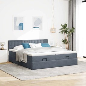 Osmanský rám postele s matrací tmavě šedý 200x200cm samet 3312117