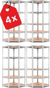 Regál 180x90x40 cm rohový zinkovaný 5-policový, nosnost 875 kg - 4ks