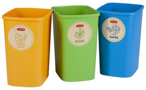 Plastové odpadkové koše na tříděný odpad 9 l v sadě 3 ks Eco – Curver
