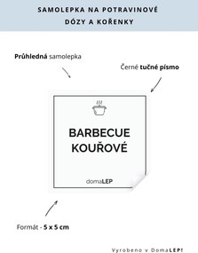 Samolepka na kořenky BARBECUE KOUŘOVÉ průhledná 5 × 5 cm tučné písmo