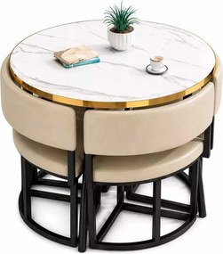 LuxuryForm DESIGN Jídelní set MONTE 4+1 - latte / bílý