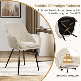 Sada 2 ks – Jídelní židle Yaheetech – béžová, 61 cm (délka) × 55 cm (šířka) × 85 cm (výška) (267329996755)