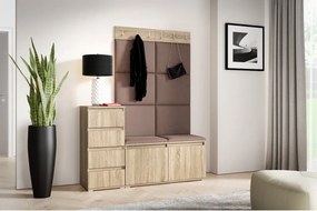 Eka Předsíňová stěna s čalouněnými panely Trinity 34 - Sonoma  /Světlá hnědá 2306