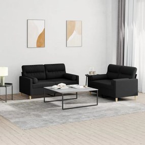 2dílná sedací souprava s polštáři černá textil 3201588
