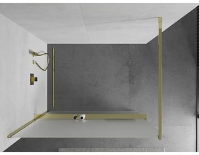 Mexen Kioto+, sprchová zástěna s poličkou a držákem na ručníky 110 x 200 cm, 8mm námraza sklo, zlatý profil, 800-110-121-50-30