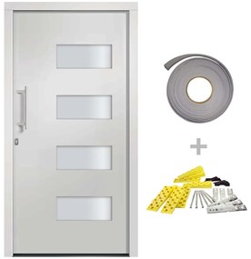 Vchodové dveře hliník a PVC bílé 100 x 210 cm,  3056822