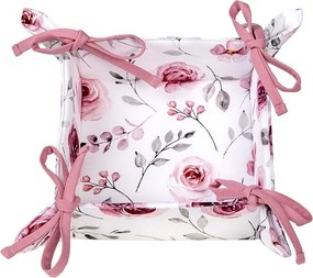Bavlněný košík na pečivo s růžemi Rustic Rose - 35*35*8 cm