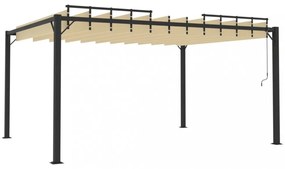 Pergola s lamelovou střechou 3 x 4 m hliník / látka Dekorhome Šedohnědá taupe
