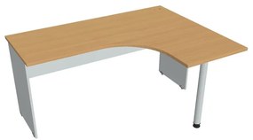 Stůl ergo levý 160*120 cm - Hobis Gate GE 60 L Dekor stolové desky: buk, Dekor lamino podnože: šedá, Barva nohy: stříbrná
