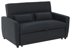 HOMCOM Rozkládací pohovka 2místná s funkcí spánku nastavitelný úhel látková pohovka černá 148 x 82 x 89 cm do obývacího pokoje | Aosom.de