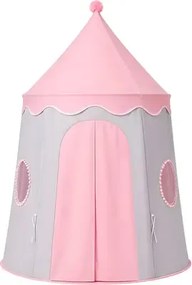 KIK Dětský stan na hraní Hrad šedo-růžový / Skládací / Výška 155 cm /
