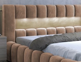 Eltap Čalouněná postel Lamica s úložným prostorem - dřevo Materiál a barva potahu: Monolith 48 - žlutá, Rozměry (cm): 180x200