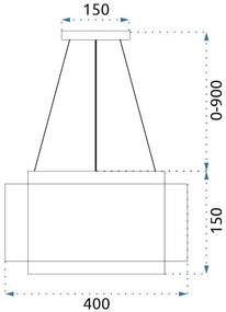 Toolight, LED závěsné stropní svítidlo 40cm APP1000-CP, černá-zlatá, OSW-07551