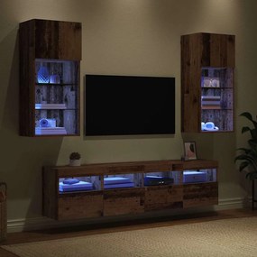 TV nástěnné jednotky s LED 5 ks Staré dřevo kompozitní dřevo 3402980