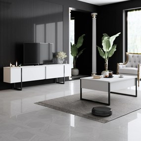 Luxe TV stolek na nožičkách, bílá / černá