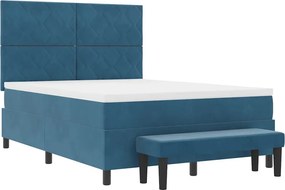 Postel s boxspringem s čelo Tmavě moddrá 200 x 160 cm samet 3344592