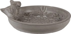 Šedé antik cementové krmítko pro ptáčky s ptáčky - 25*24*9 cm