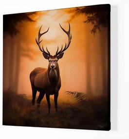 Obraz na plátně - Majestátní jelen v podzimním lese FeelHappy.cz Velikost obrazu: 40 x 40 cm