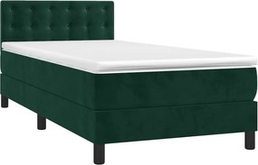 Box spring postel s matrací a LED tmavě zelená 80x200 cm samet 3134612
