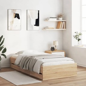 Rám postele se zásuvkami dub sonoma 90x200 cm kompozitní dřevo 3207296