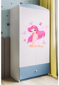 Dětská skříň Babydreams 90 cm víla s motýlky modrá