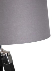 Stojací lampa Stativ černý s odstínem 45cm lněný tmavě šedý