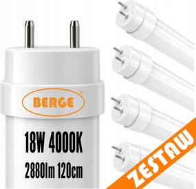 4x LED trubice 120cm - T8 - 18W - 2880lm - 4000K - neutrální bílá