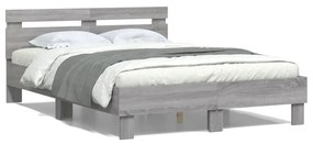 vidaXL Rám postele s čelem a LED osvětlením šedý sonoma 120 x 200 cm