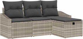 Set pohovek 4 ks Světle šedá polyratan 3359251