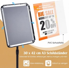 Costway Sada 2 informačních stojanů A3 87–137 cm Výškově