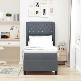 Postel s boxspringem s polštářem Tmavě šedá 200 x 80 cm samet 3340845