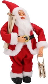 Vánoční dekorace Santa Claus se sáňkami a lyžemi červená 30 cm