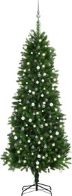 vidaXL Umělý vánoční stromek s LED a sadou koulí 240 cm zelený [3077557] Barva: Bílá