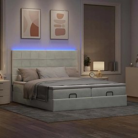 Osmanský rám postele s matracíes světle šedá 200x200cm samet 3314627