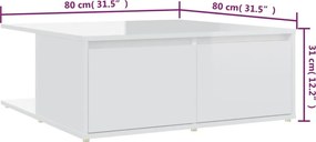 vidaXL Konferenční stolek 80 x 80 x 31 cm dřevotříska [806882] Barva: šedá s vysokým leskem