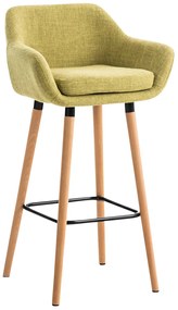 Barová židle Grant ~ látka, dřevěné nohy natura - Limetková zelená