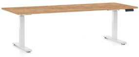 Výškově nastavitelný stůl OfficeTech C, 200 x 80 cm, bílá podnož, dub kraft