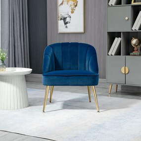 HOMCOM křeslo lounge chair čalouněné křeslo se sametovým vzhledem, polohovací křeslo, křeslo s ocelovými nohami, křeslo pro líčení, tmavě modré, 65 x…